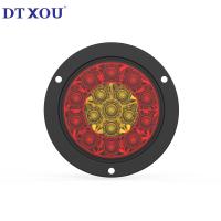 China Leds 12v 24v Round Combination Tow Truck Trailer Led Running Interior Strobe Flash Rear Lights With Chrome Ring for sale