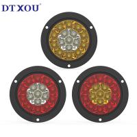China Leds 12v 24v Round Combination Tow Truck Trailer Led Running Interior Strobe Flash Rear Lights With Chrome Ring for sale