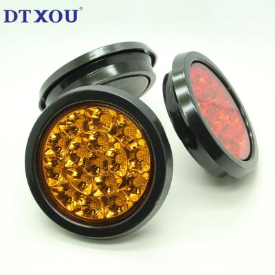 China 4 Inch Round Led Trailer Tail Lights 16 Led Tail Lights Waterproof Brake Stop Turn Marker Lights Sealed Flush Mount for sale