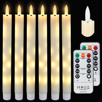 China Warm Yellow Electric Taper Candles Remote Control Flameless LED 9.8 Inch with Timer for sale