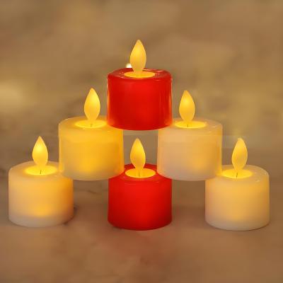 China Cordless Remote LED Tea Light Candles Plastic Flickering 3.7cm x 4.8cm White Yellow Red for sale