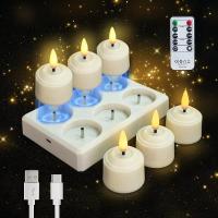 China Set of 6 Rechargeable Warm White LED Tea Light Candles Flameless Electric D4xH5.8cm for Home Wedding Christmas Decoration for sale