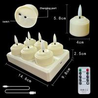 China Set of 6 Rechargeable Warm White LED Tea Light Candles Flameless Electric D4xH5.8cm for Home Wedding Christmas Decoration for sale