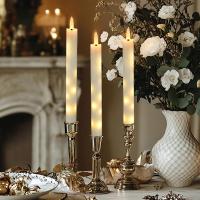 China Real Wax Moving Flame Taper Candle 20cm Battery Operated Flameless LED with Remote Control for sale