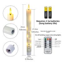 China Real Wax Moving Flame Taper Candle 20cm Battery Operated Flameless LED with Remote Control for sale