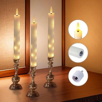 China Flameless LED Taper Candles Warm Yellow Battery Operated 2xAAA 25cm Height for Wedding Home Decor for sale