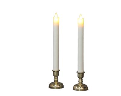 China Wholesale Flameless LED Taper Candles 25cm Plastic with Gold Base for Wedding Holiday Home Decor for sale