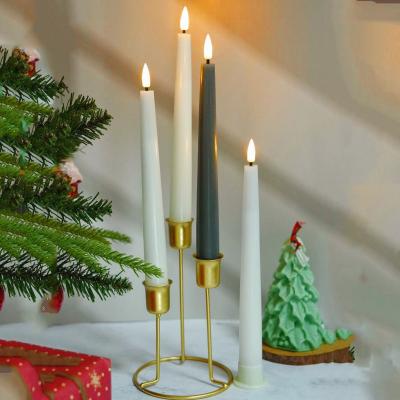 China Customized Flameless LED Taper Candles Real Wax Pillar 2xAAA Battery Operated 24.5cm for Home Decor for sale