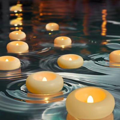 China Flameless Water Activated Floating LED Tea Light Candle D6xH3.3cm for Wedding Pool Party Decoration for sale