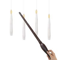 China Plastic Flameless Taper Candles 1.8x15.5cm Battery Operated Hanging with Magic Wand Remote for sale