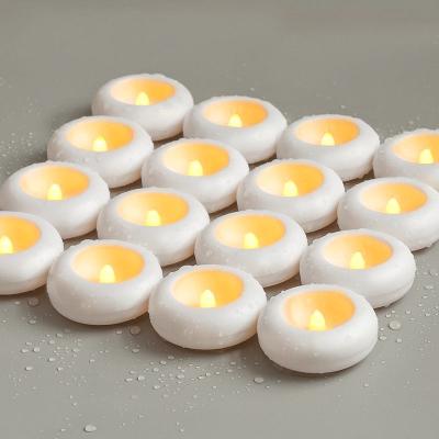 China Rechargeable Waterproof Flameless Floating LED Tea Light Candle 5.8cm Plastic Votive White for sale