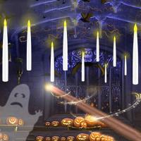 China 12pcs LED Flameless Taper Floating Candles 15.5cm with Remote Wand for Christmas Halloween Decoration for sale