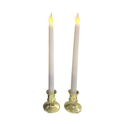 China Flameless LED Taper Candles 2x25cm Moving Flame Battery Operated Plastic for Holiday Party Decor for sale
