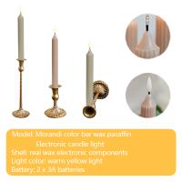 China Morandi Color Flameless Taper Candles 24cm Electric Wax LED with Remote Control for sale