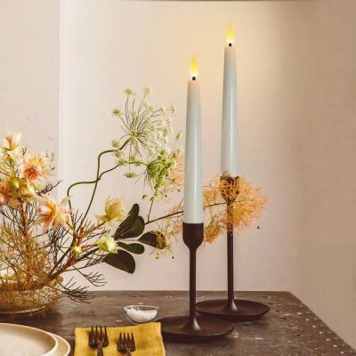 China Set of 2 Flameless Real Wax LED Taper Candles with Moving Flame D2xH24.5cm for sale