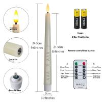 China Set of 2 Flameless Real Wax LED Taper Candles with Moving Flame D2xH24.5cm for sale
