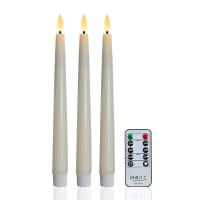 China Set of 2 Flameless Real Wax LED Taper Candles with Moving Flame D2xH24.5cm for sale