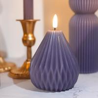 China Custom Purple LED Taper Candle 7.5x13.5cm Flameless Moving Flame Remote Control Battery Operated for sale