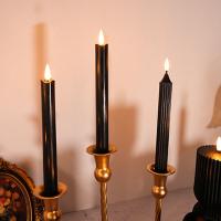 China Battery Operated Flameless Pillar Candles 4 to 9 Inch Black Real Wax with Remote Timer for sale