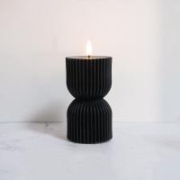 China Battery Operated Flameless Pillar Candles 4 to 9 Inch Black Real Wax with Remote Timer for sale