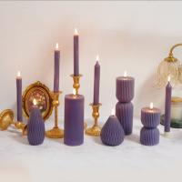China Custom Shape Purple Battery Operated LED Candles 2AA Flameless Wedding Decoration 7.5cm for sale