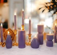 China Custom Shape Purple Battery Operated LED Candles 2AA Flameless Wedding Decoration 7.5cm for sale