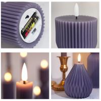 China Custom Shape Purple Battery Operated LED Candles 2AA Flameless Wedding Decoration 7.5cm for sale