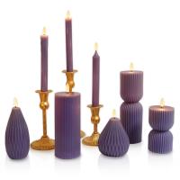 China Custom Shape Purple Battery Operated LED Candles 2AA Flameless Wedding Decoration 7.5cm for sale