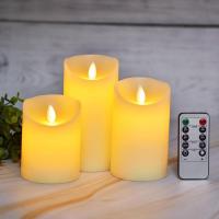 China Flameless Wax Pillar LED Candle Rechargeable Battery Operated Flickering Light for Home Wedding Decoration 5.3cm 13cm for sale