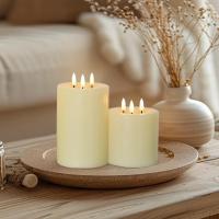 China Remote Control 3-Wick LED Table Candle Paraffin Wax Bullet Shape D10cm H10-30cm for Home Wedding Decor for sale