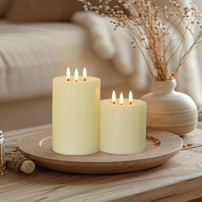 China Remote Control 3-Wick LED Table Candle Paraffin Wax Bullet Shape D10cm H10-30cm for Home Wedding Decor for sale