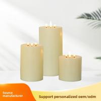 China Remote Control 3-Wick LED Table Candle Paraffin Wax Bullet Shape D10cm H10-30cm for Home Wedding Decor for sale