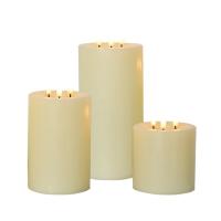China Remote Control 3-Wick LED Table Candle Paraffin Wax Bullet Shape D10cm H10-30cm for Home Wedding Decor for sale