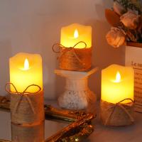 China Artificial Paraffin Pillar Swing Flame LED Candle Light D7.5xH10-15cm with Remote for Wedding Party Home for sale