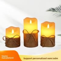 China Artificial Paraffin Pillar Swing Flame LED Candle Light D7.5xH10-15cm with Remote for Wedding Party Home for sale