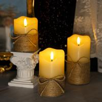 China Artificial Paraffin Pillar Swing Flame LED Candle Light D7.5xH10-15cm with Remote for Wedding Party Home for sale