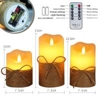 China Artificial Paraffin Pillar Swing Flame LED Candle Light D7.5xH10-15cm with Remote for Wedding Party Home for sale