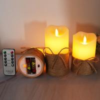 China Artificial Paraffin Pillar Swing Flame LED Candle Light D7.5xH10-15cm with Remote for Wedding Party Home for sale