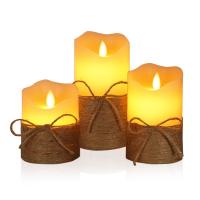 China Custom Pillar Battery Remote Control LED Candle D7.5xH10-15cm for Camping Wedding Decoration for sale