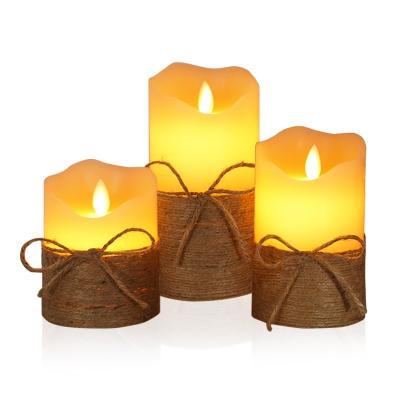 China Custom Pillar Battery Remote Control LED Candle D7.5xH10-15cm for Camping Wedding Decoration for sale