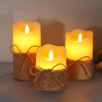 China Custom Pillar Battery Remote Control LED Candle D7.5xH10-15cm for Camping Wedding Decoration for sale