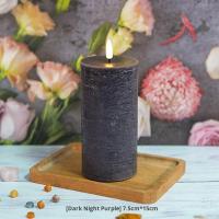 China Custom Color Church Retro Swinging Paraffin Wax Sage Green Flameless LED Candle 7.5x10cm for Banquet for sale