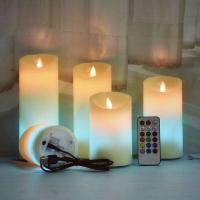 China Flameless USB Rechargeable LED Pillar Candle 8 Inch with Remote Control for Home Wedding Decoration for sale