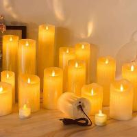 China Flameless USB Rechargeable LED Pillar Candle 8 Inch with Remote Control for Home Wedding Decoration for sale