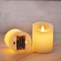 China Beige LED Flame Fireplace Light Timer USB Rechargeable Battery Operated Flameless Candle with Remote 5.3cm Diameter for sale