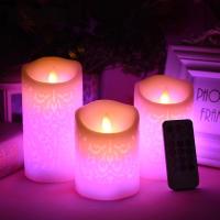 China European Romantic Flameless LED Candle Light D8xH10-15cm Hollow Pattern Retro Home Dinner Table Wedding Decoration for sale