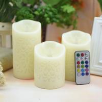 China European Romantic Flameless LED Candle Light D8xH10-15cm Hollow Pattern Retro Home Dinner Table Wedding Decoration for sale