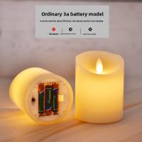 China Ivory White Battery Operated LED Pillar Candle 3D Flickering Flame Safe Eco-Friendly Home Decor Diwali 5.3cm 7.5cm for sale