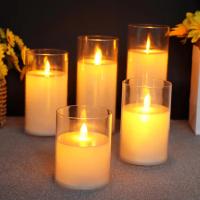 China Acrylic Flickering Flameless LED Candles Set Remote Control Battery Pillar 7.5x10/12.5/15cm for Home Decoration for sale