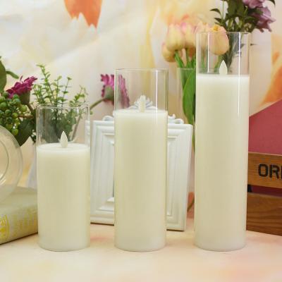 China Battery Operated Flameless LED Pillar Candles Ivory Cylinder 7.5cm Diameter 20-30cm Height for sale